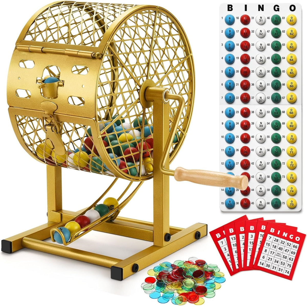 12.6" Tall Bingo Game Sets with Steel Cage, Professional Bingo Game fo ...