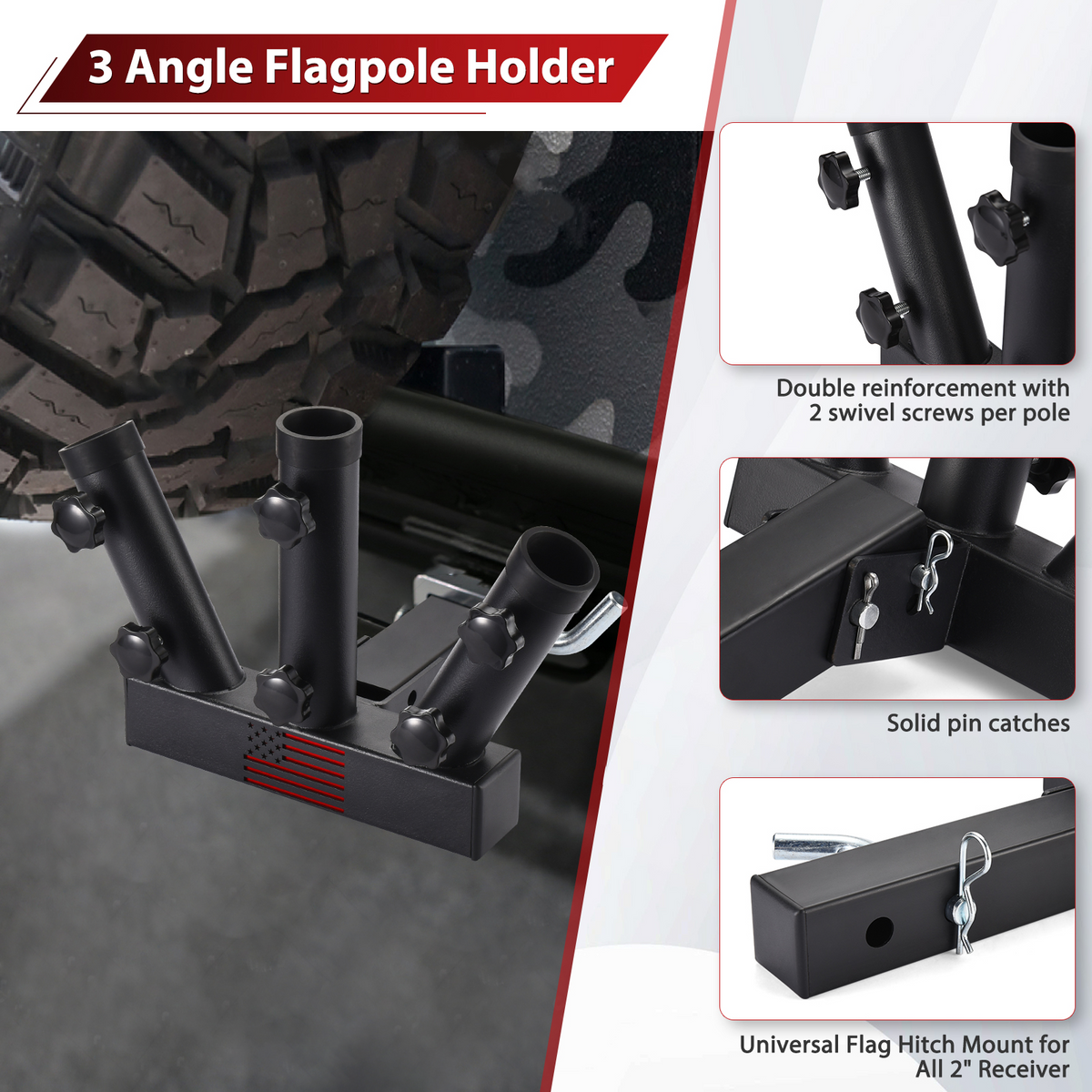 Trailer Hitch Flagpole Mount,Two Mounting Options US Flag Hitch Mount ...
