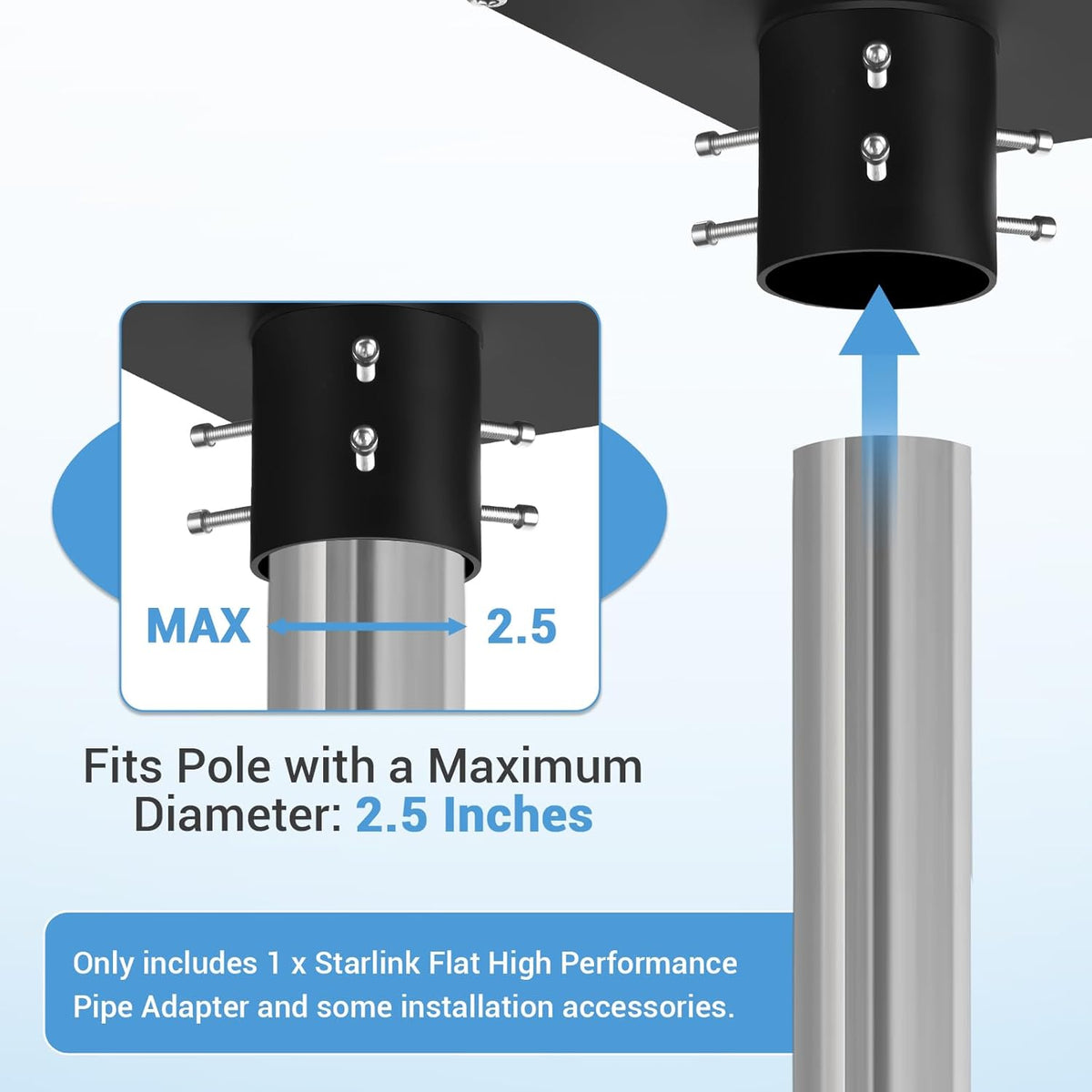 Starlink Mount, Starlink Flat High Performance Pipe Adapter, Starlink ...