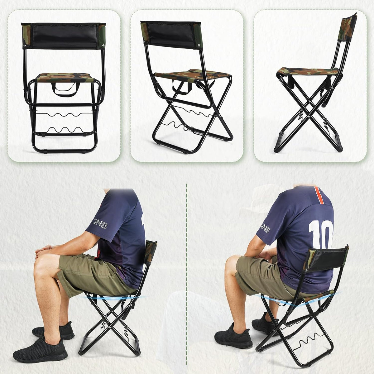 GADFISH Fishing Chair with Rod Holder, Portable Fishing Chairs for Adu ...