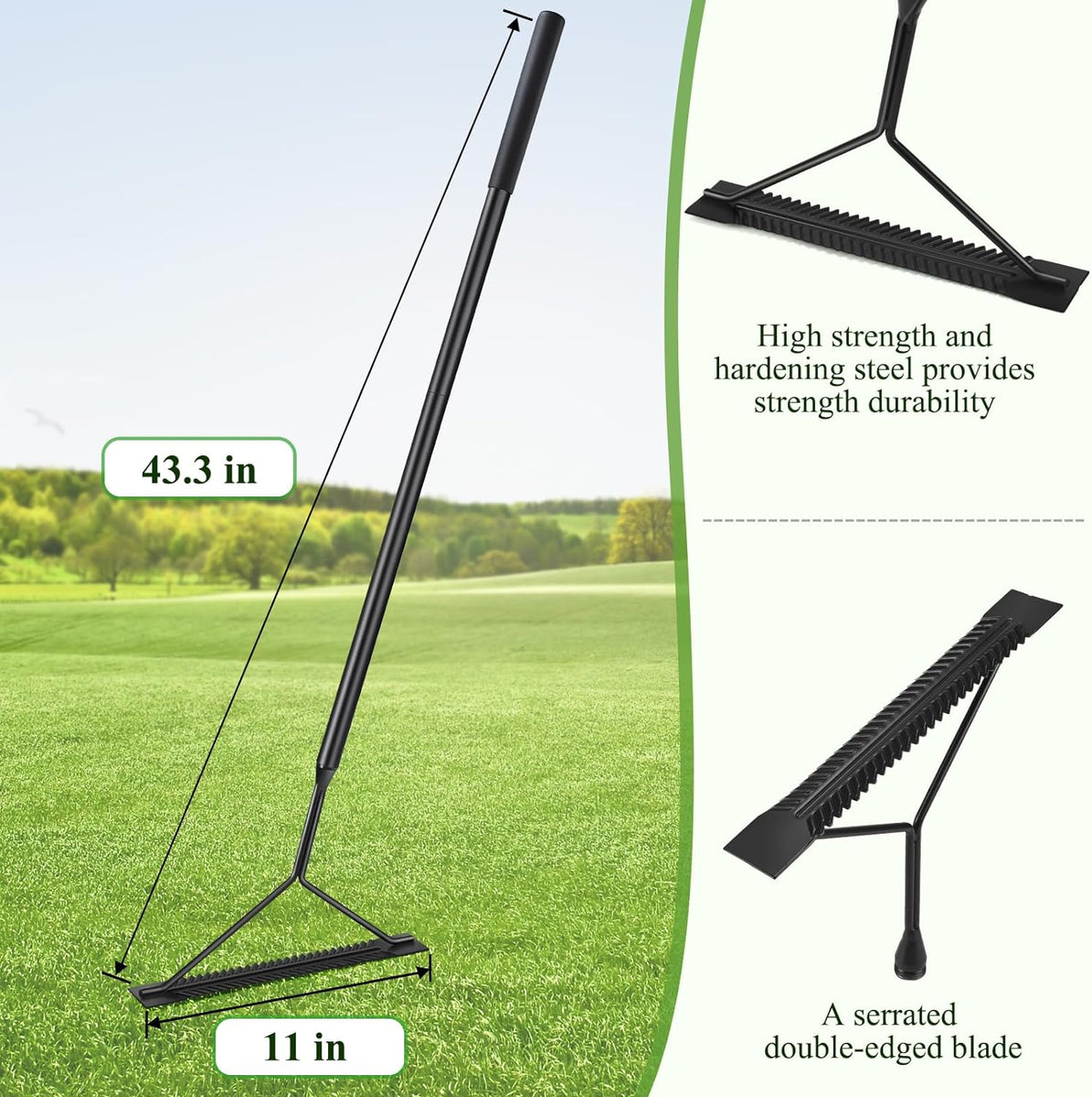 DACK 43" Weed Grass Cutter with Double-Edged Serrated Sharp Steel Blad ...