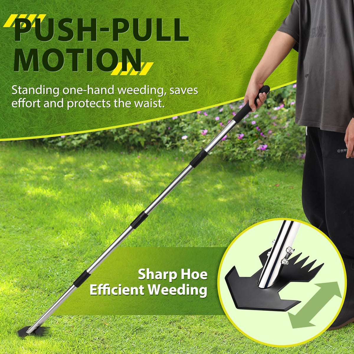 CAROD Hoe Garden Tool, Scuffle Garden Hoe for Weeding with 30-60 Inch ...