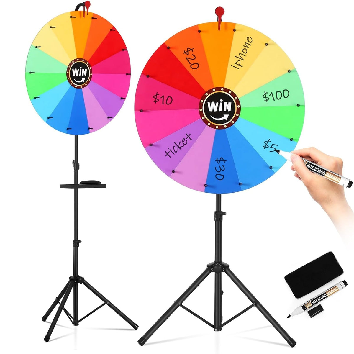 24-inch Spinning Prize Wheel, Ajustable 37"-67" Height Spin Doodle Gam ...