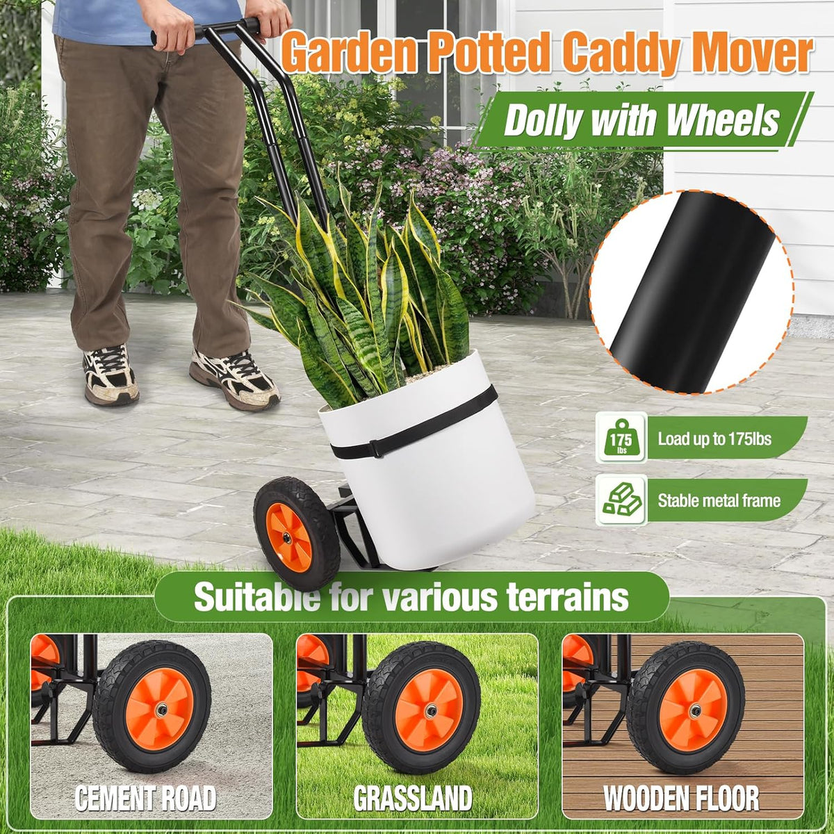 Plant Caddy with Wheels, Heavy Duty Plant Dolly Cart with Adjustable G ...
