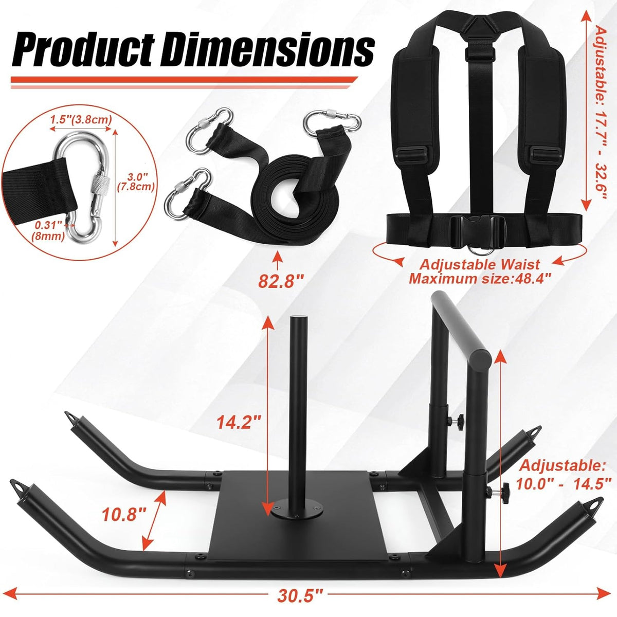 GADFISH Weight Sled, Power Workout Sled, Fitness Strength Pull & Push ...