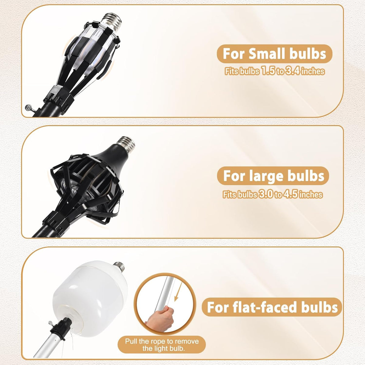 GADFISH 26FT Reach Light Bulb Changer for High Ceilings, 5-20FT Extens ...