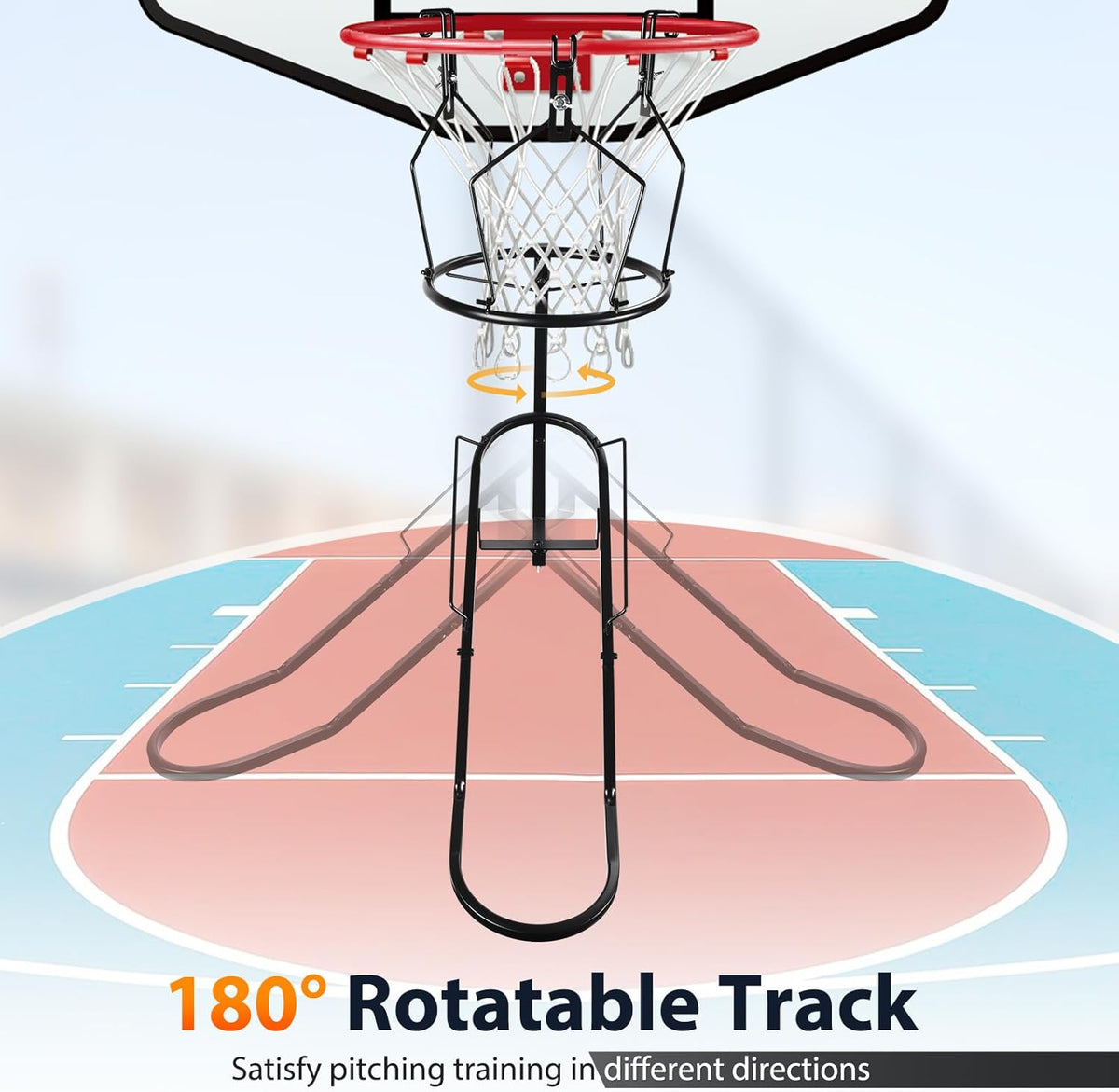 GADFISH Basketball Rebounder, 180° Rotatable Basketball Return Attachm ...