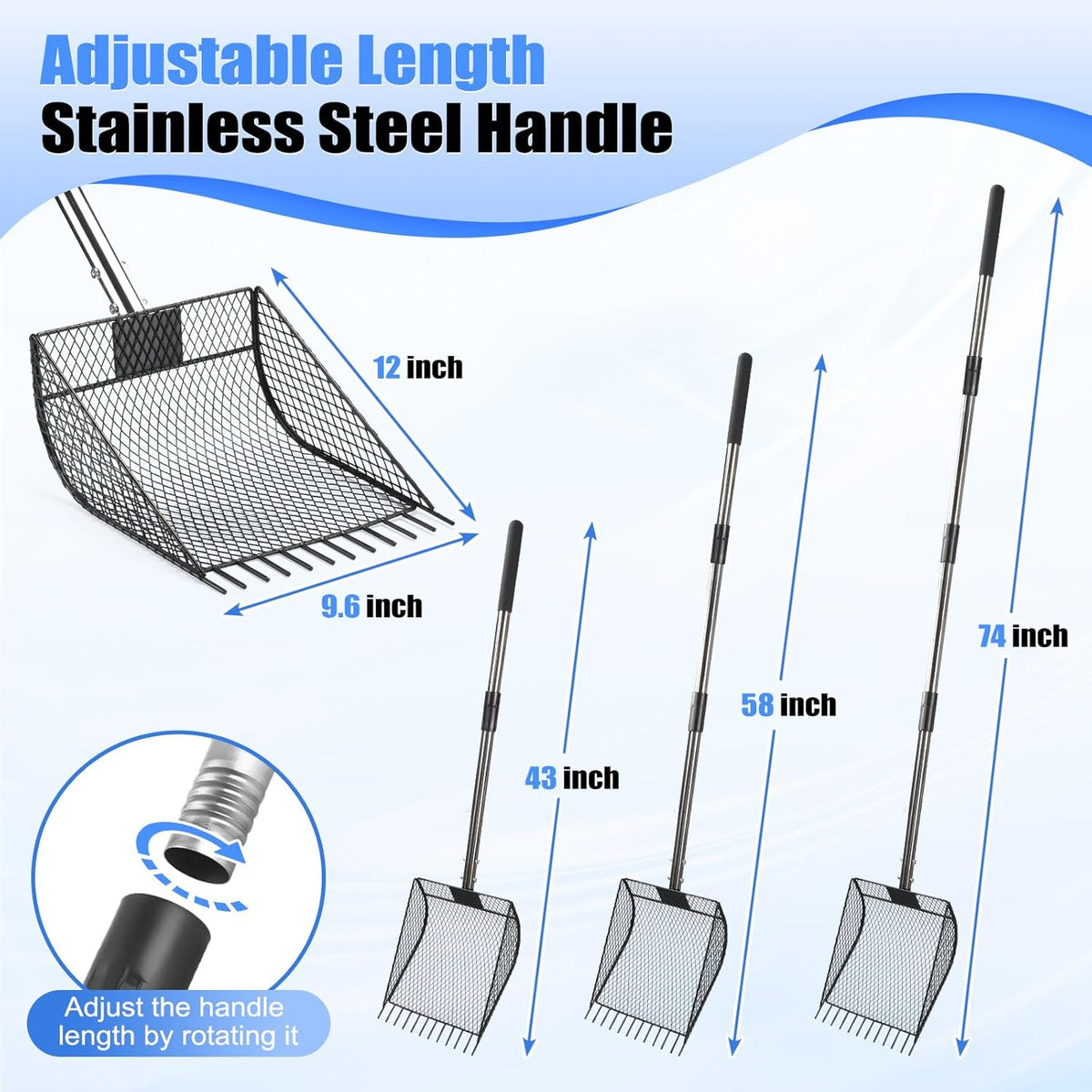 Chicken Poop Scooper & Rake 2-in-1, Metal Chicken Coop Scoop for Poop ...