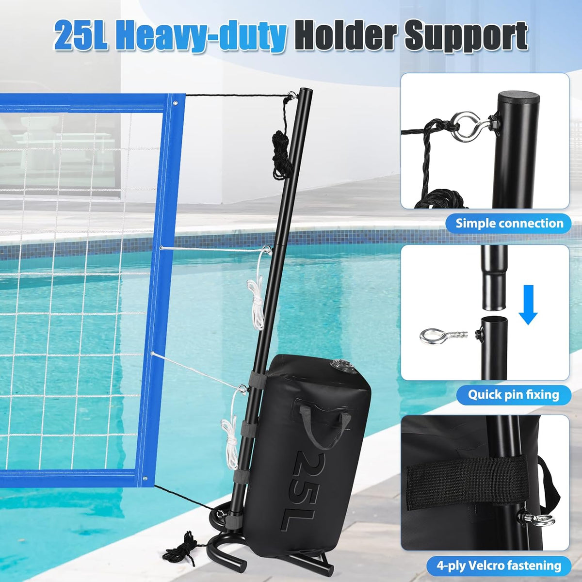 Pool Volleyball Net, Heavy-duty Pool Volleyball Set with 2 Pool Volley ...