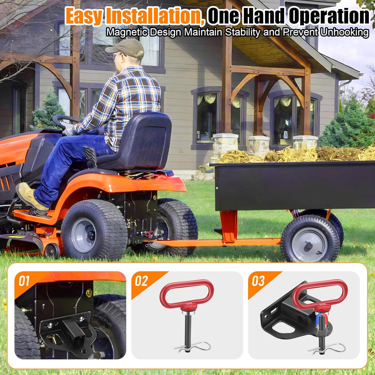 Zero Turn Lawn Mower Hitch with 1-1/4" Receiver, 6mm Thick Heavy Duty ...