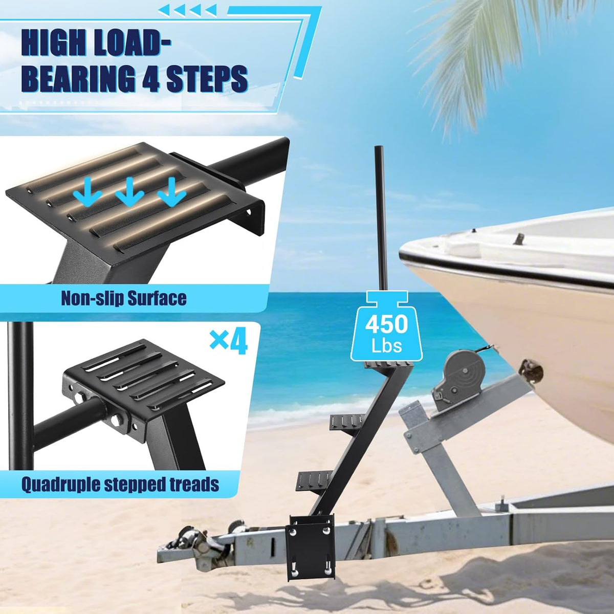GADFISH Trailer Steps, Heavy Duty Boat Trailer Steps, Boat Steps for T ...