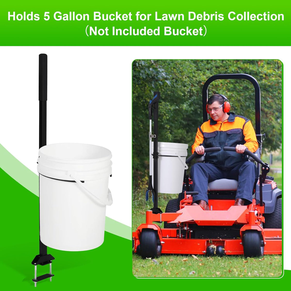 Zero Turn Mower Handle, 5 Gallon Bucket Bracket Holder with Clip, Lawn ...