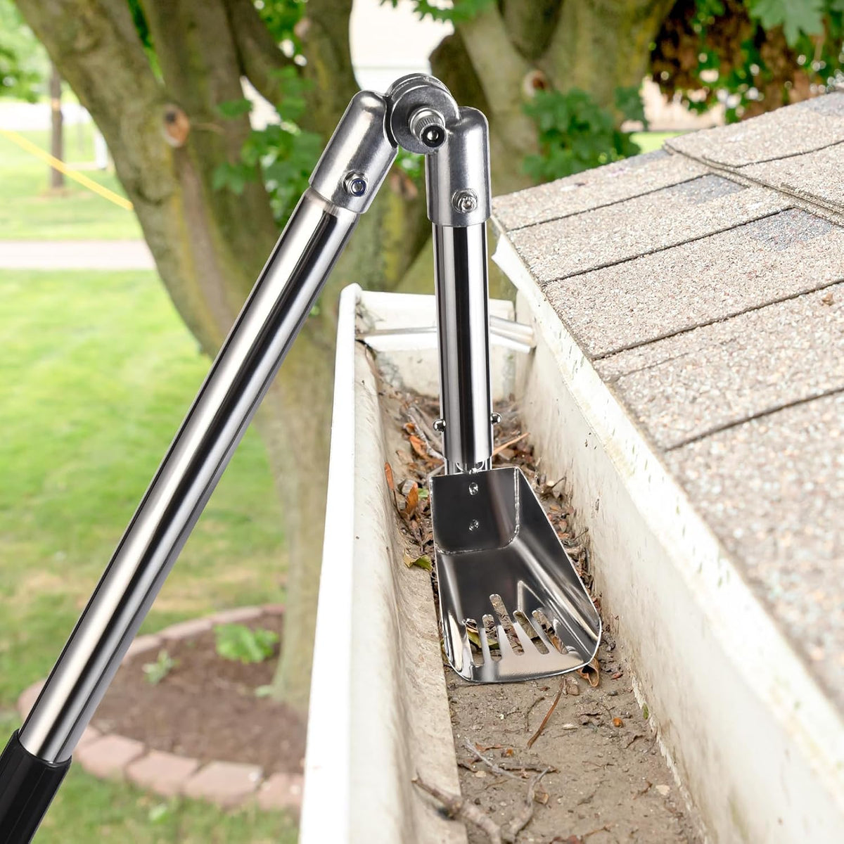 Gutter Cleaning Tools, 6.4FT Gutter Cleaner with Pole & Gutter Brush ...